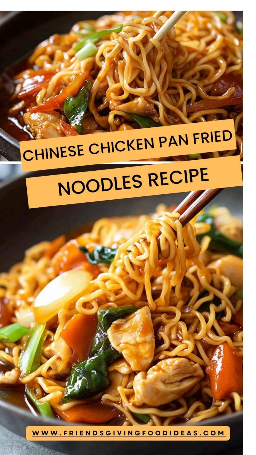 Chinese Chicken Pan Fried Noodles Recipe - Friendsgiving Food Ideas